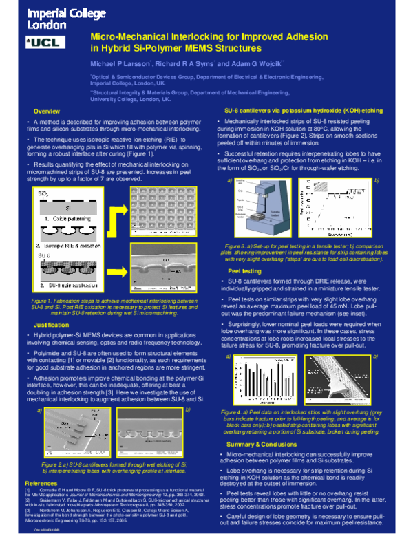 (PDF) Micro-Mechanical Interlocking for Improved Adhesion in Hybrid Si ...