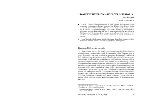 (PDF) Romance histórico: as ficções da história