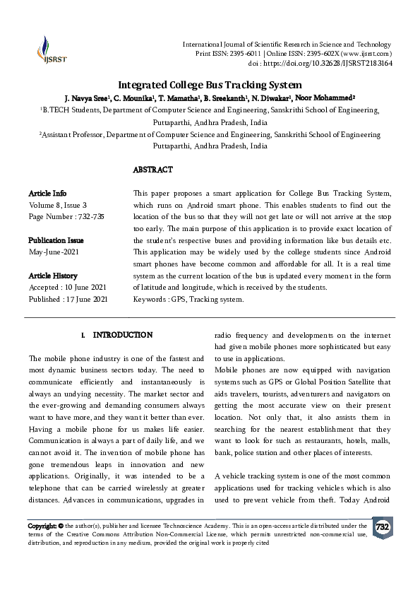 (PDF) Integrated College Bus Tracking System