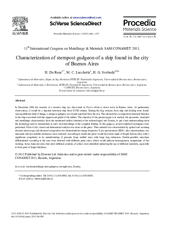(PDF) Characterization of Sternpost Gudgeon of a Ship Found in the City ...