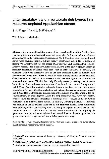 (PDF) Litter breakdown and invertebrate detritivores in a resource ...