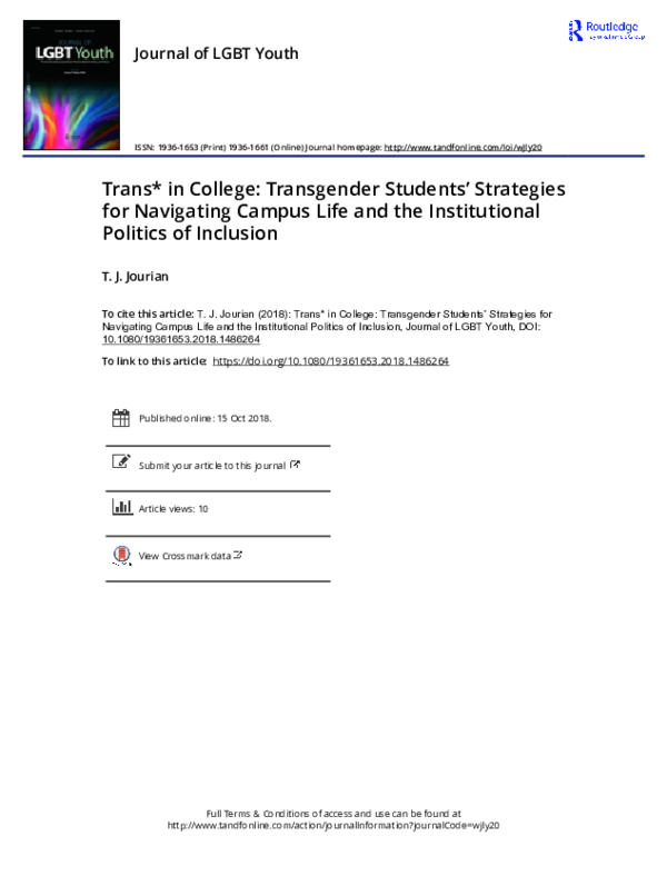 (PDF) Trans* in College: Transgender Students’ Strategies for ...