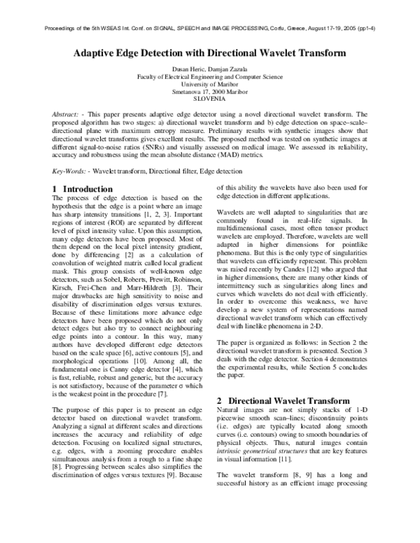 Pdf Adaptive Edge Detection With Directional Wavelet Transform 1503