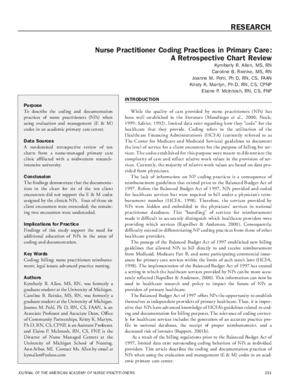 (PDF) Nurse practitioner coding practices in primary care: A ...