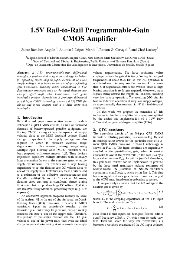 (PDF) 1.5V rail-to-rail programmable-gain CMOS amplifier