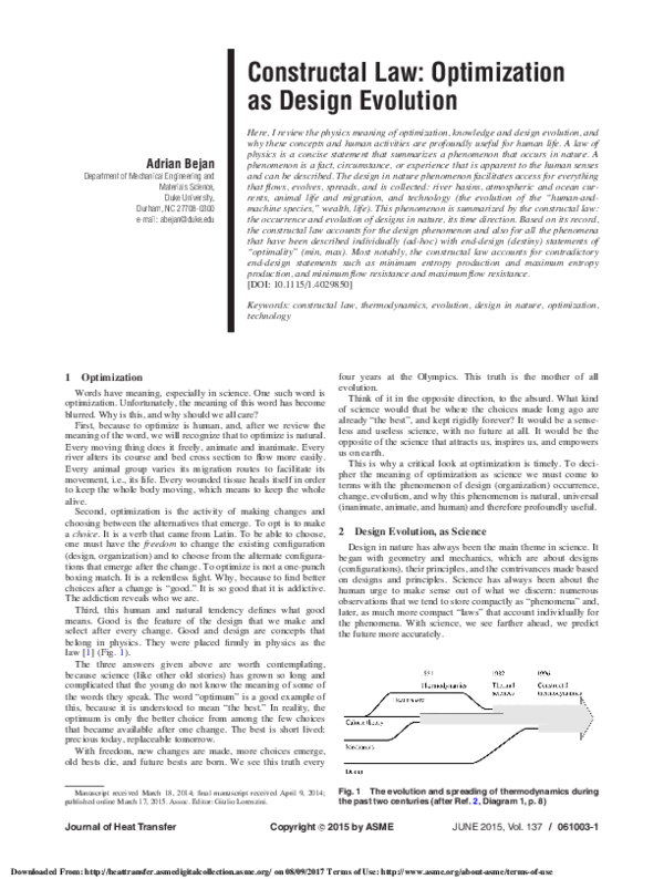 (PDF) Constructal Law: Optimization as Design Evolution