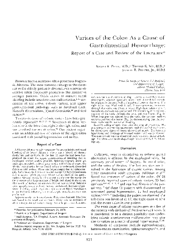 (PDF) Varices of the colon as a cause of gastrointestinal hemorrhage