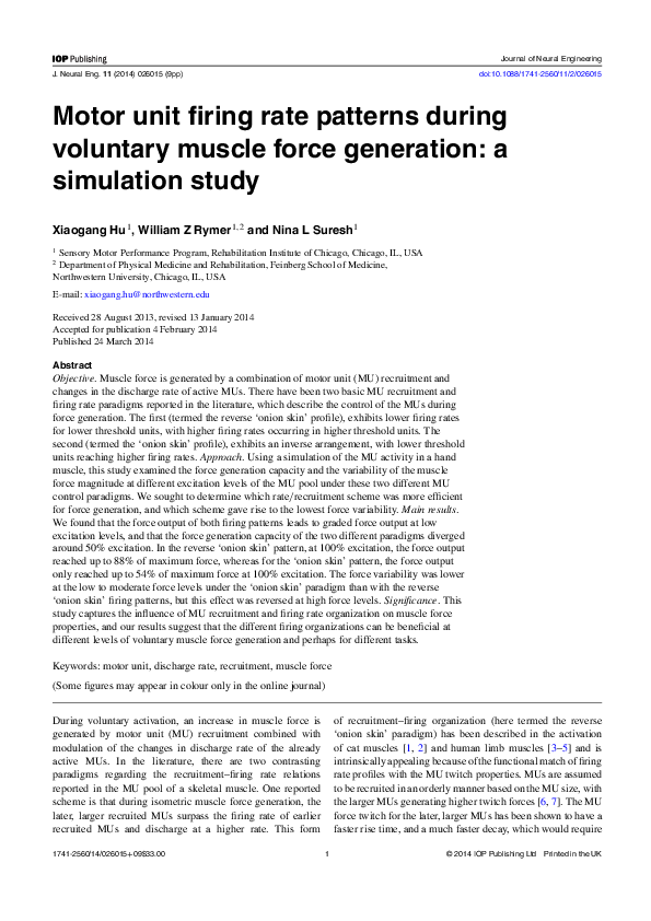 (PDF) Motor unit firing rate patterns during voluntary muscle force ...