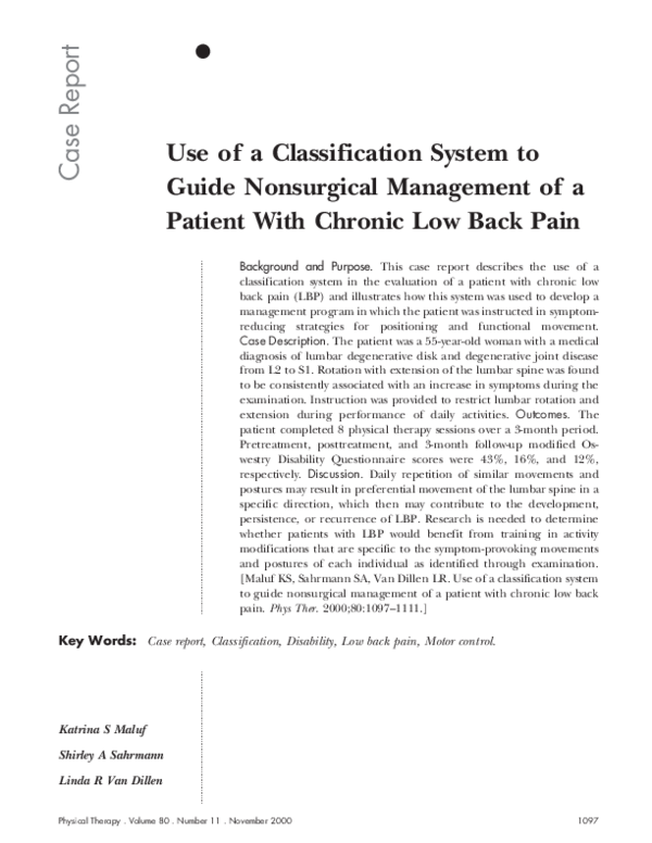 (PDF) Use of a classification system to guide nonsurgical management of ...
