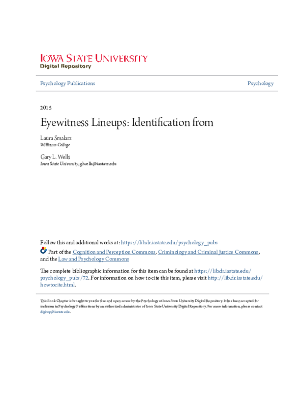 (PDF) Eyewitness Lineups: Identification from