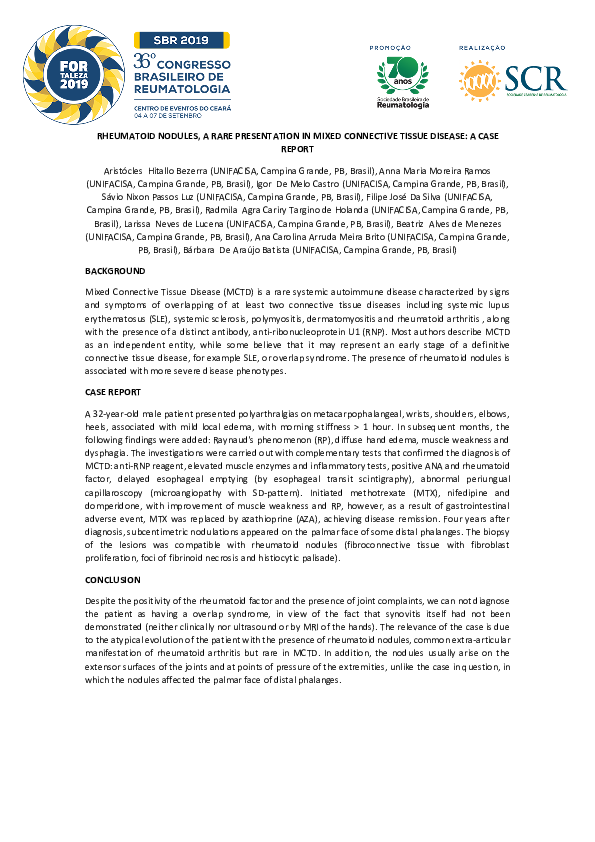 (PDF) Rheumatoid Nodules, a Rare Presentation in Mixed Connective ...