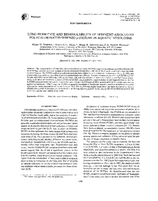 (PDF) Fate and Bioavailability of PCDDs in Sediments