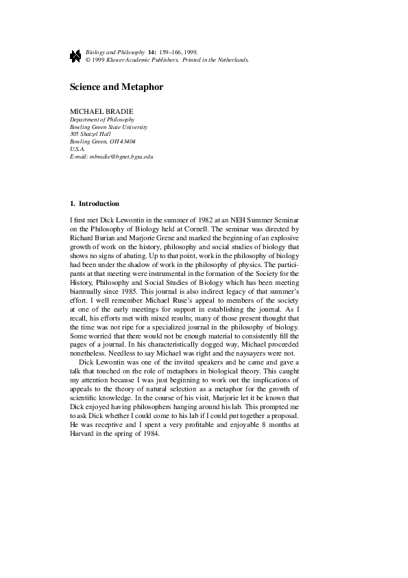 (PDF) Science and Metaphor