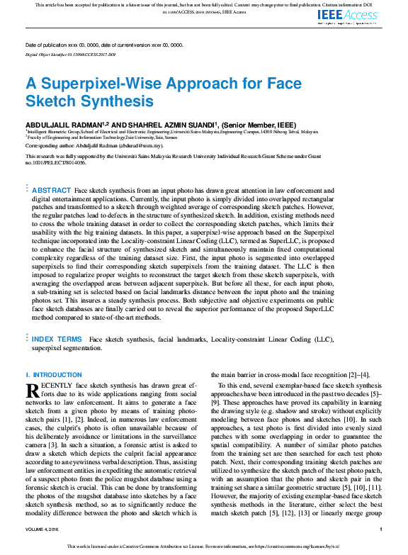 (PDF) A Superpixel-Wise Approach for Face Sketch Synthesis