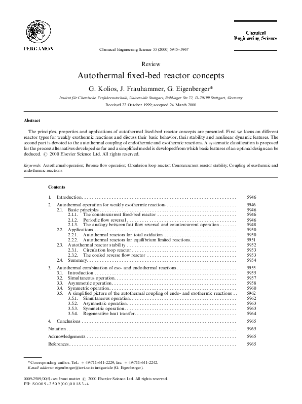 (PDF) Autothermal fixed-bed reactor concepts