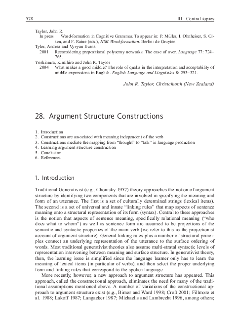 (PDF) 28. Argument structure constructions