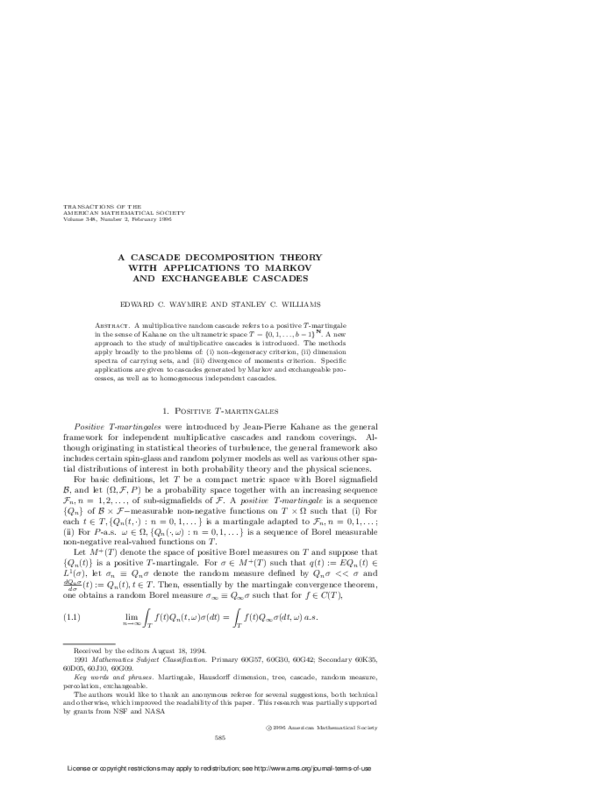 Pdf A Cascade Decomposition Theory With Applications To Markov And