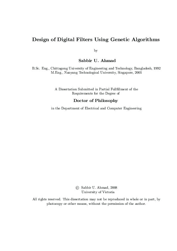 Pdf Design Of Digital Filters Using Genetic Algorithms