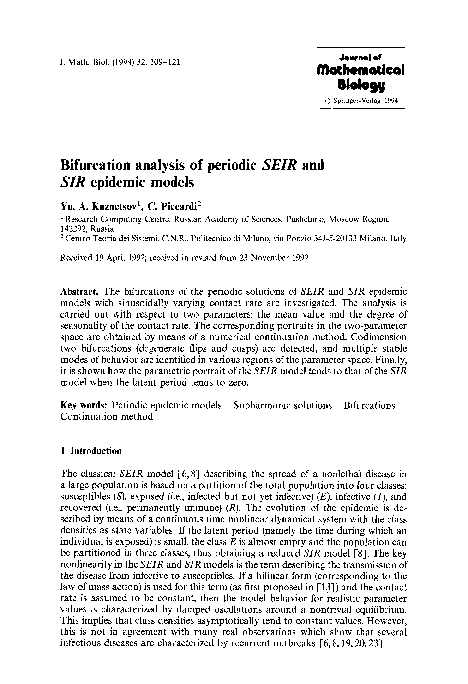 (PDF) Bifurcation analysis of periodic SEIR and SIR epidemic models