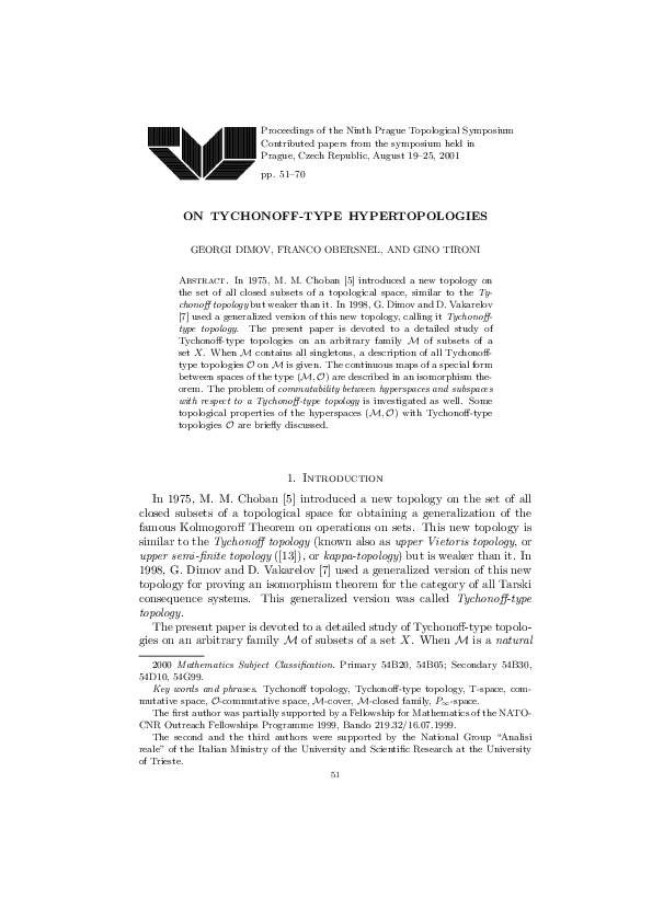(PDF) On Tychonoff-type hypertopologies