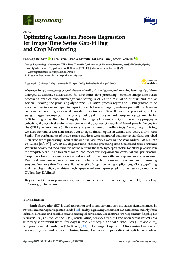 (PDF) Optimizing Gaussian Process Regression for Image Time Series Gap-Filling and Crop Monitoring