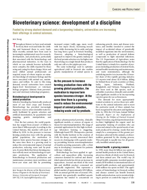 (PDF) Bioveterinary science: development of a discipline