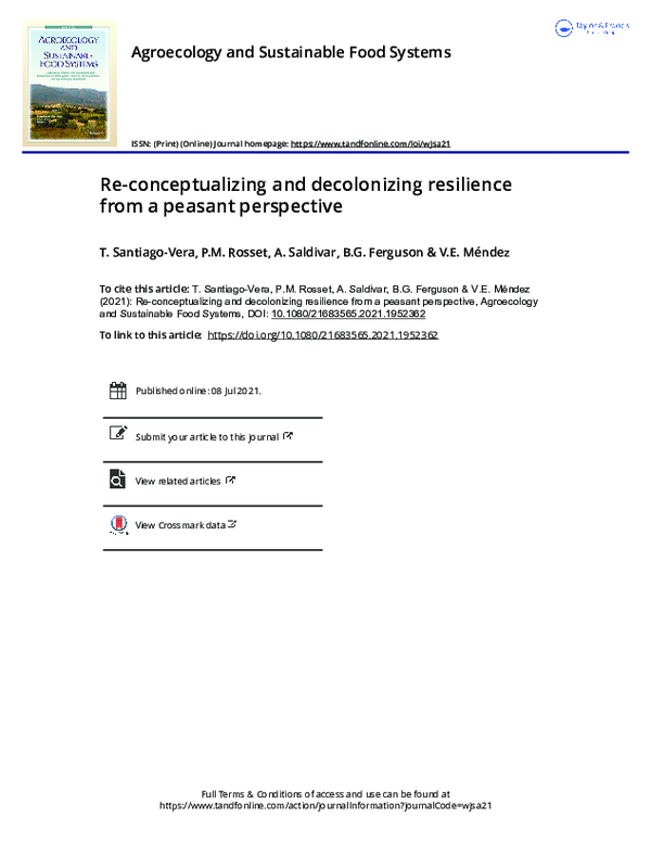 (PDF) Re-conceptualizing and decolonizing resilience from a peasant ...