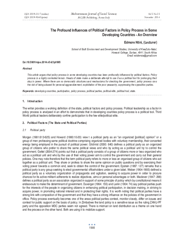 (PDF) The Profound Influences of Political Factors in Policy Process in ...