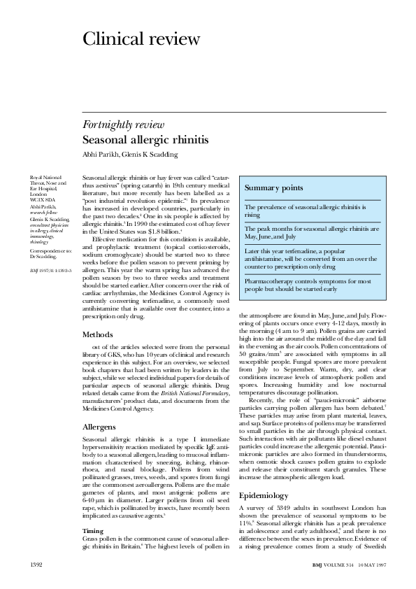 (PDF) Seasonal allergic rhinitis