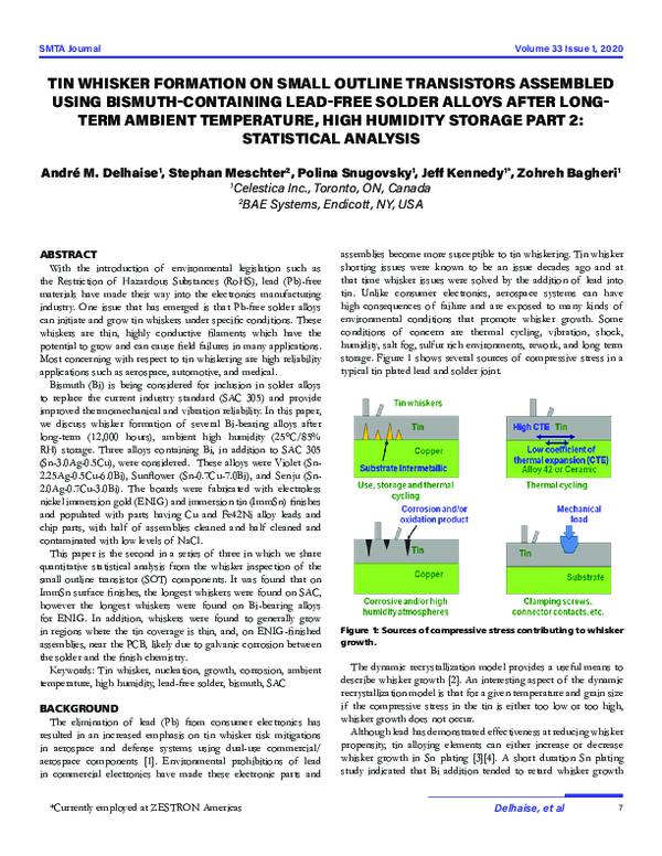 (PDF) Tin Whisker Formation on Small Outline Transistors Assembled ...
