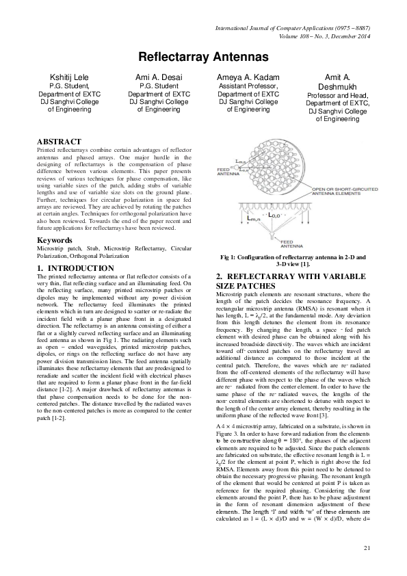 (PDF) Reflectarray Antennas