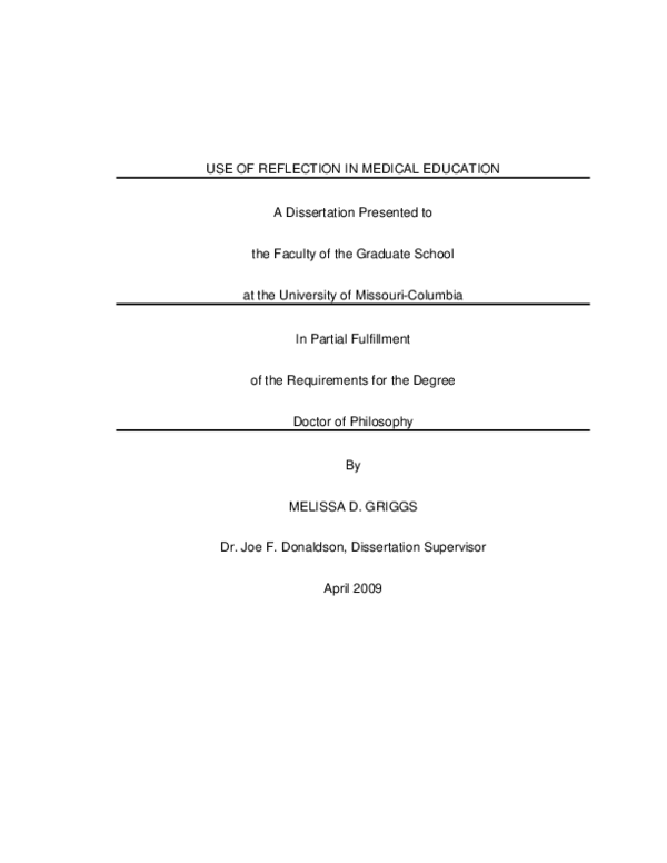 (PDF) Use of reflection in medical education