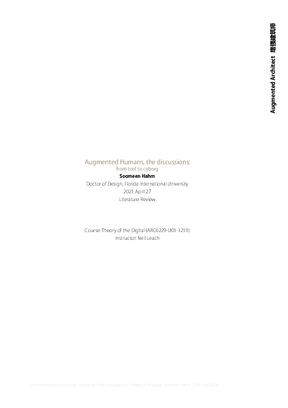 (PDF) Augmented Humans, the discussions: from tool to cyborg