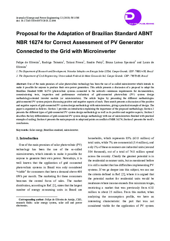 (PDF) Proposal for the Adaptation of Brazilian Standard ABNT NBR 16274 ...