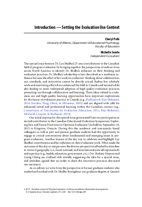 (PDF) Introduction — Setting the Evaluation Use Context