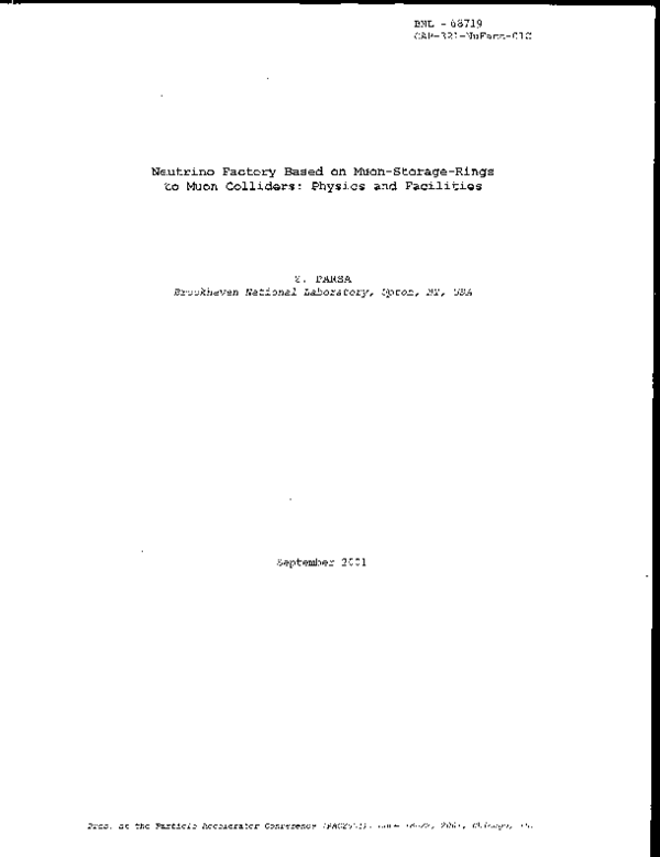 (PDF) Neutrino factory based on muon storage rings to muon colliders ...