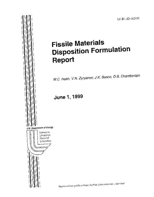 (PDF) Fissile Materials Disposition Formulation Report