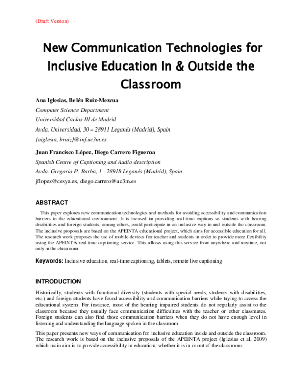 (PDF) Technologies for Inclusive Education