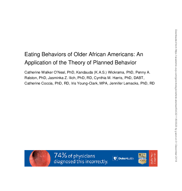 (PDF) Eating Behaviors of Older African Americans: An Application of ...