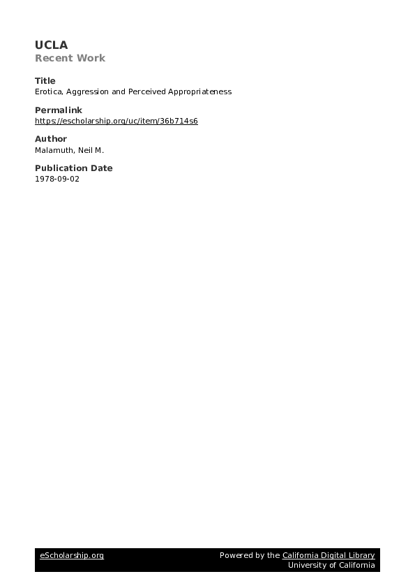 (PDF) Erotica, Aggression and Perceived Appropriateness