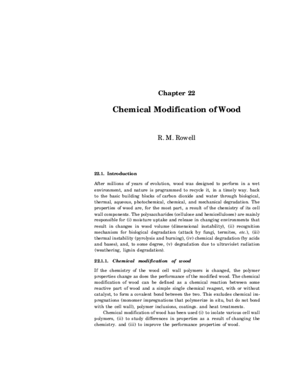 (PDF) Chemical Modification of Wood