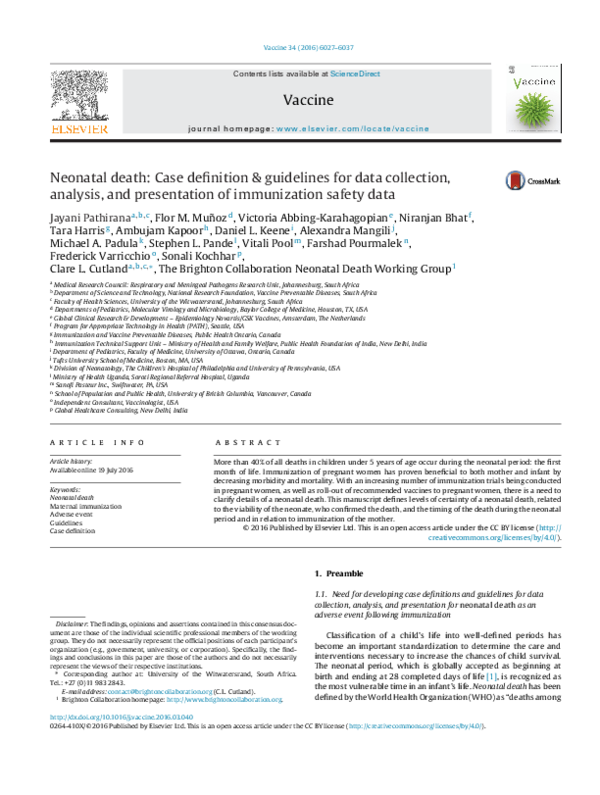 (PDF) Neonatal death: Case definition & guidelines for data collection ...
