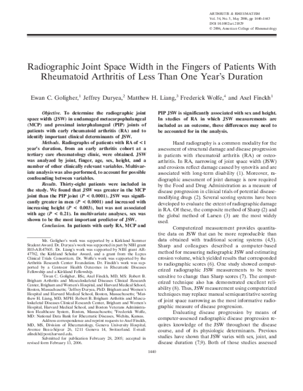 (PDF) Detection of Fine Radiographic Progression in Finger Joint Space ...