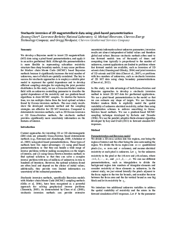 (PDF) Stochastic inversion of 2D magnetotelluric data using sharp boundary parameterization