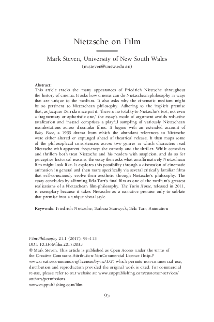 (PDF) Nietzsche on Film