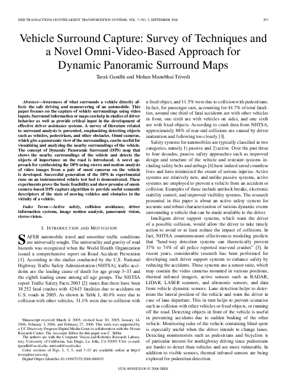 (PDF) Vehicle Surround Capture: Survey of Techniques and a Novel Omni ...