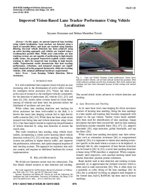 (PDF) Improved vision-based lane tracker performance using vehicle localization
