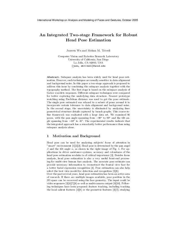 (PDF) An Integrated Two-Stage Framework for Robust Head Pose Estimation