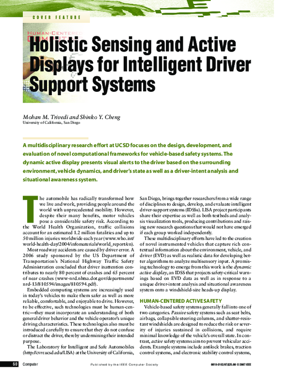 (PDF) Holistic Sensing and Active Displays for Intelligent Driver ...