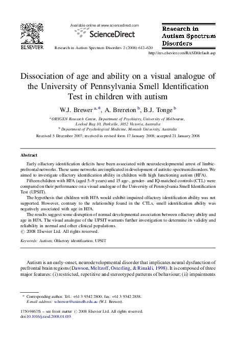 (PDF) Dissociation of age and ability on a visual analogue of the ...